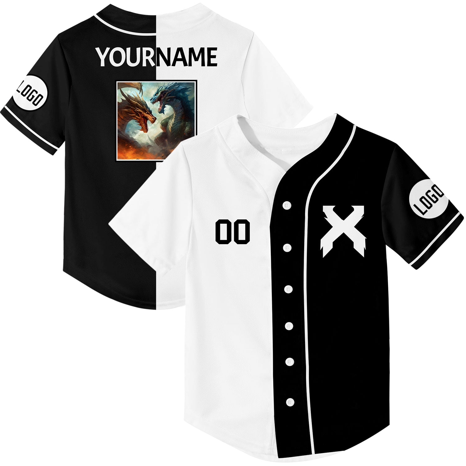 Custom Black White Dinosaur Rave Baseball Jersey For EDM EDC Festivals ...